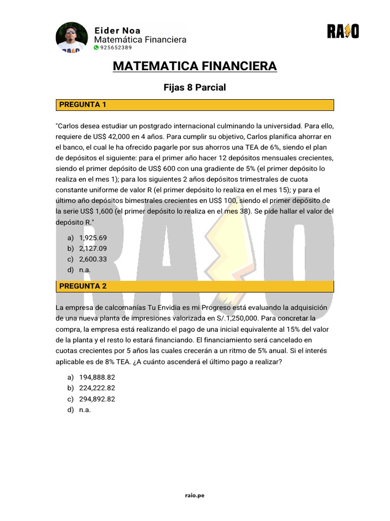 Mate Fi Fijas 8 | PDF | Bancos | Economias