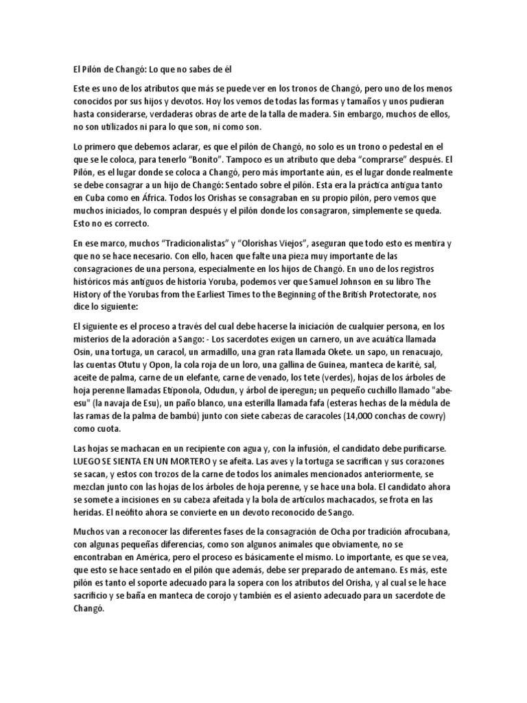 El Pilón de Changó | PDF