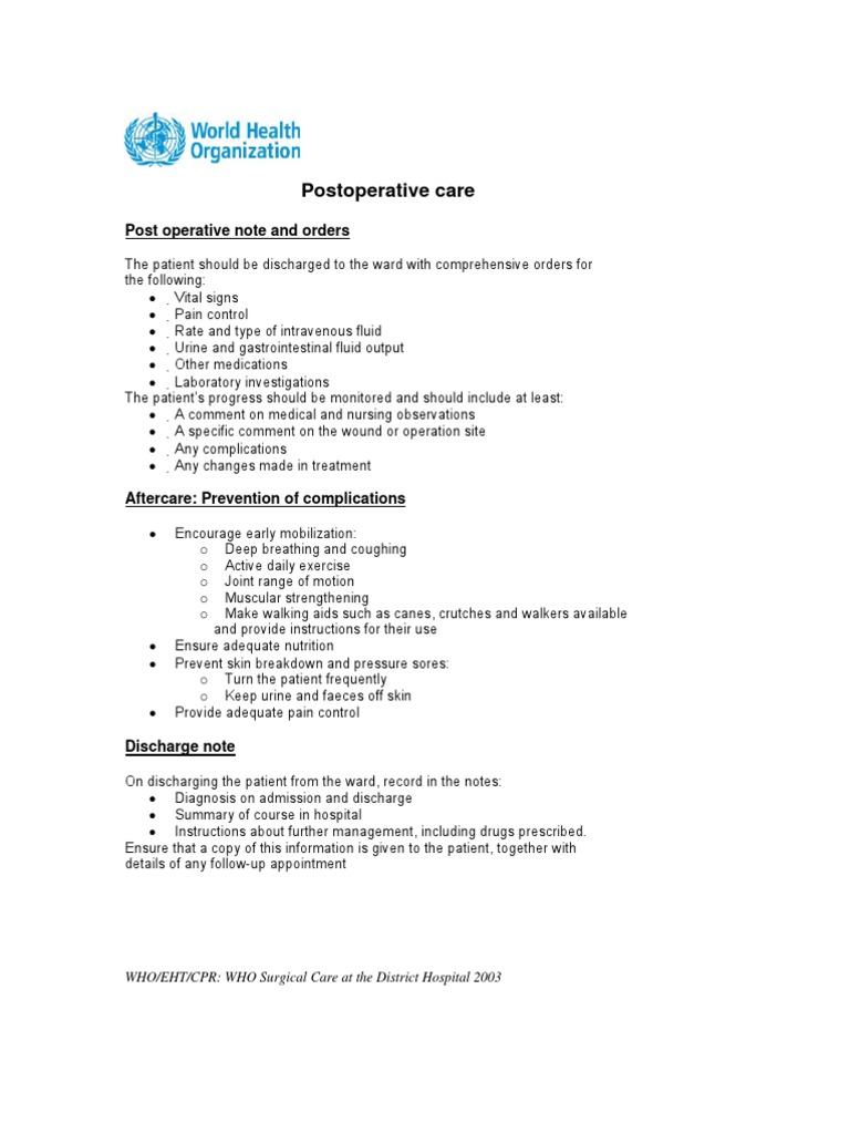 Comprehensive Guidelines for Postoperative Care, Pain Management, and ...
