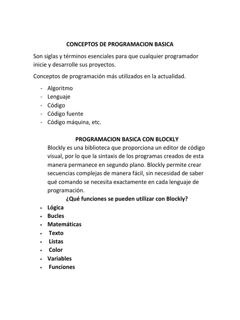 Conceptos de Programacion Basica | PDF