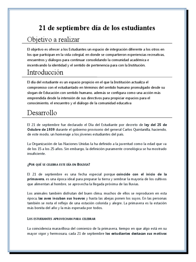 Dia Del Estudiante | PDF | Temporada de primavera)