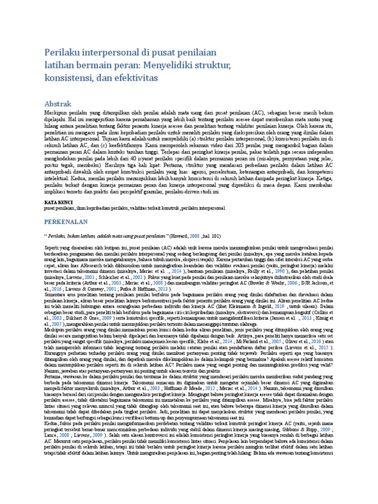 Interpersonal Behavior in Assessment Center | PDF | Karier & Perkembangan