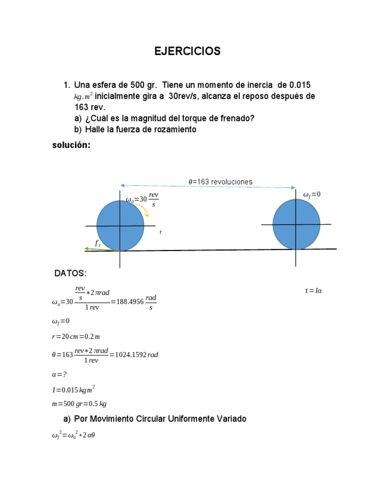 EJERCICIOS Torque Aceleracion Angular | PDF