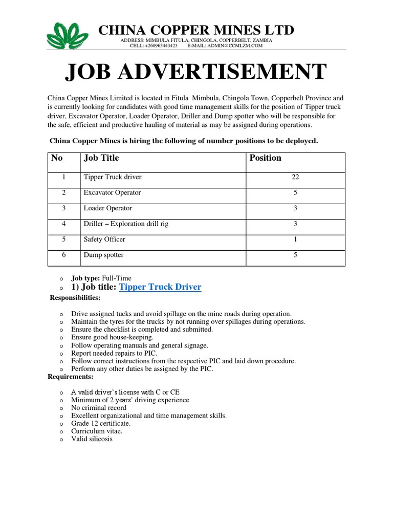 Job Advertisement | PDF | Drilling | Drill