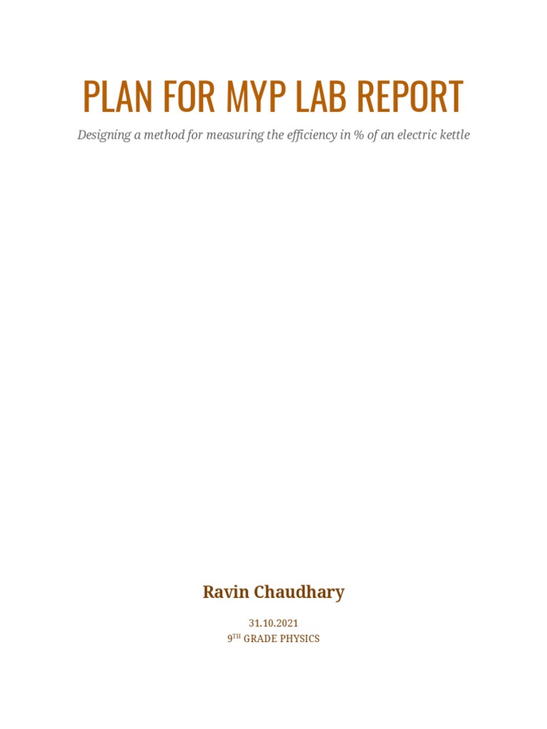 Plan of The Physics Lab Report - Ravin Chaudhary - 9I | PDF | Heat ...