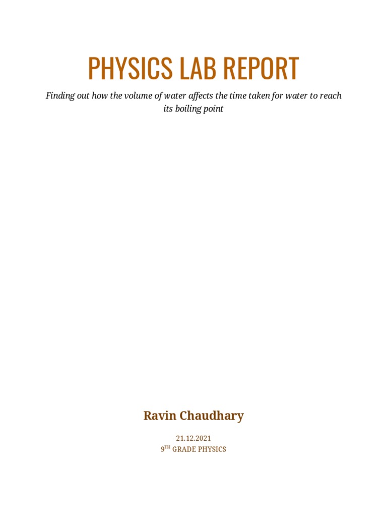 MYP C Lab Report - Ravin Chaudhary - 9I | PDF | Heat Capacity | Heat