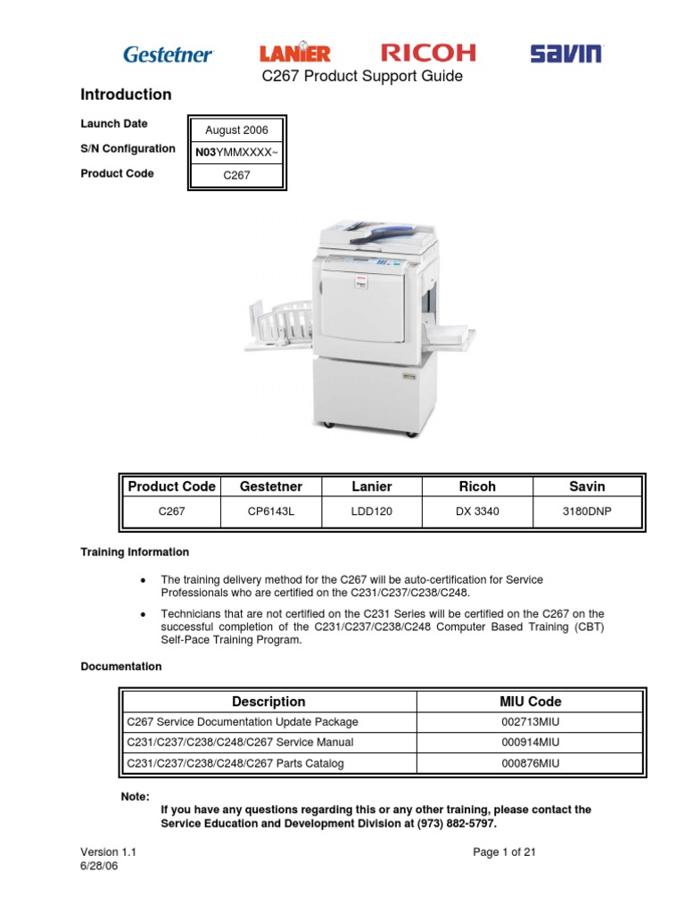 PSG v1.1 C267 (Gestetner 6143L) | PDF | Printer (Computing) | Icon (Computing)
