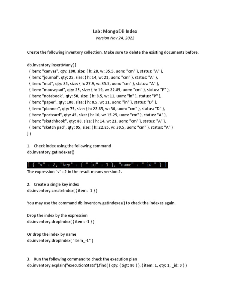 Lab Mongodb Index Pdf Database Index Software Engineering 6791