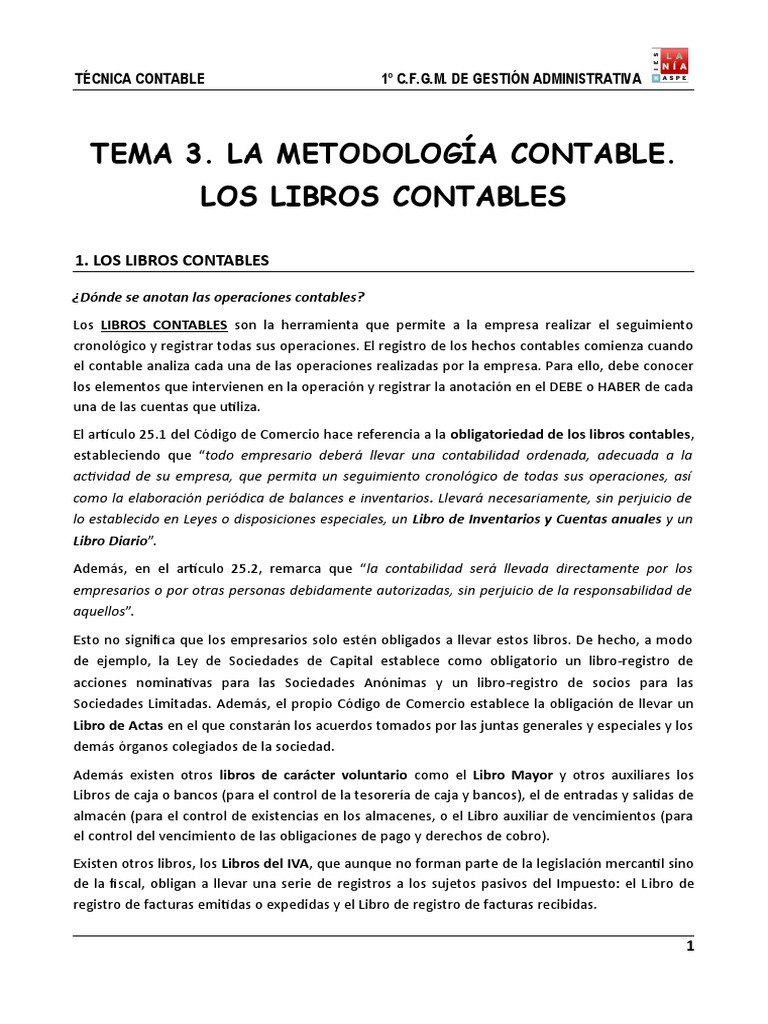 Tema 3. La Metodología Contable II | PDF | Contabilidad | Business