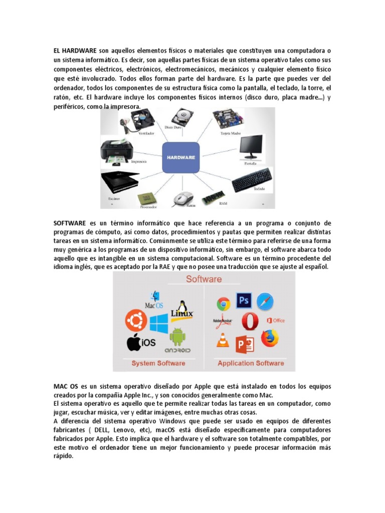 EL HARDWARE Son Aquellos Elementos Físicos o Materiales Que Constituyen ...