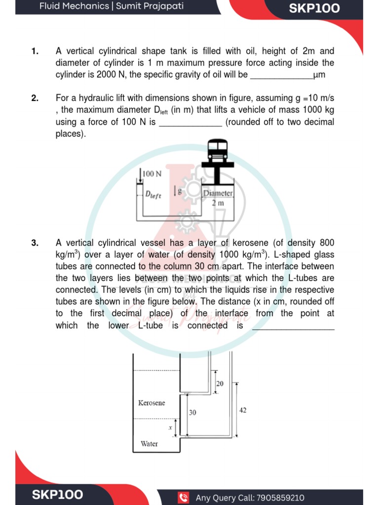 FM_Practice_Questions__1682618846111 | PDF | Pressure | Viscosity