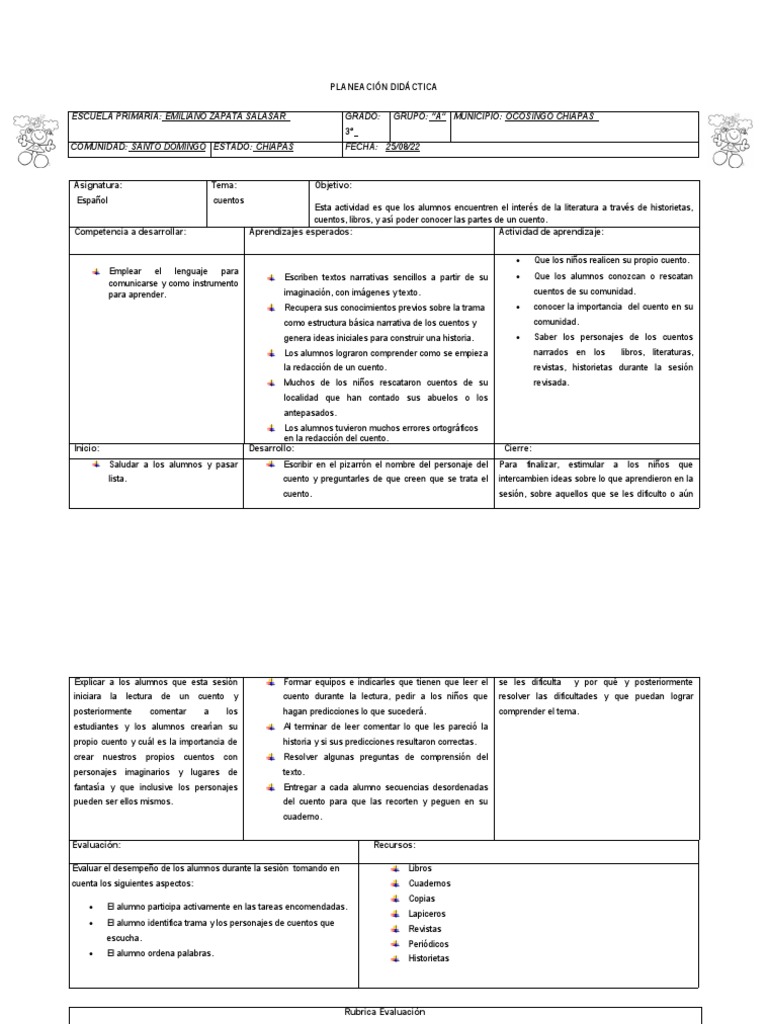 Planeación Didáctica | PDF | Cuentos | Educación primaria