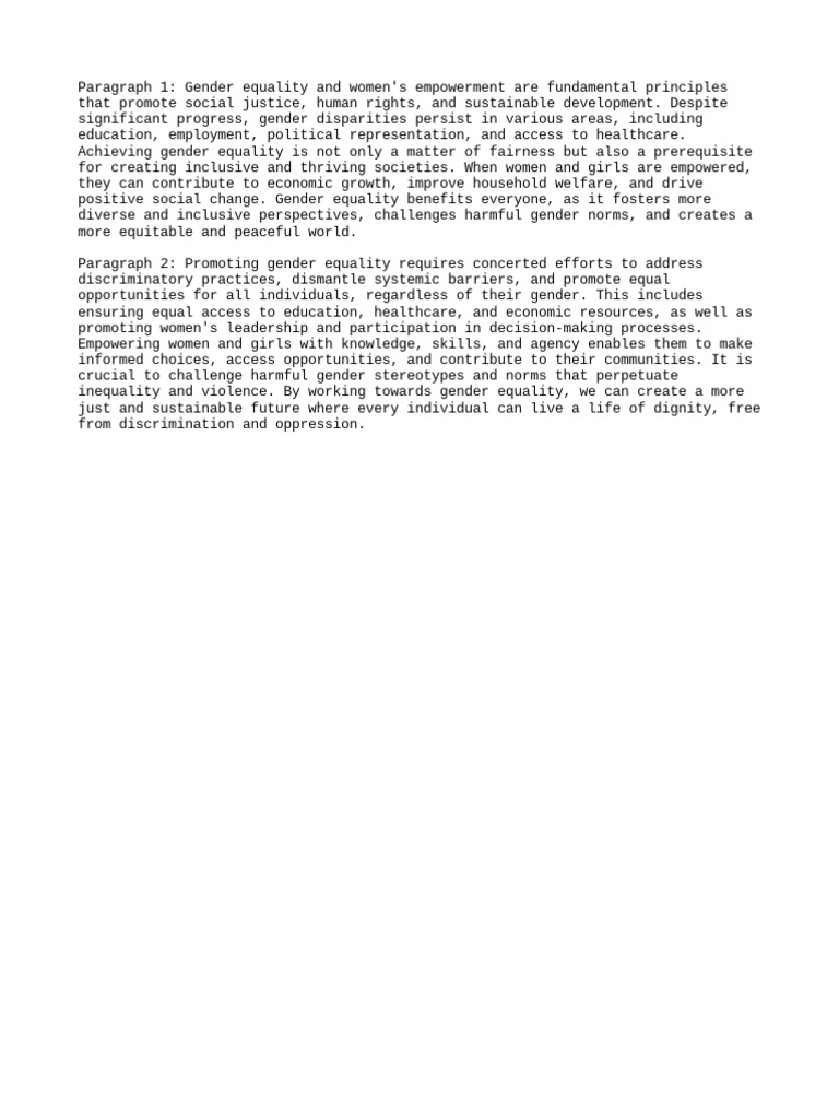 Gender Equality and Women's Empowerment | PDF