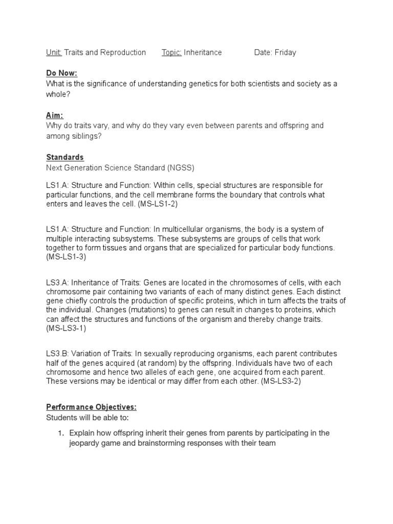 Genetics Jeopardy: Traits & Inheritance | PDF | Gene | Heredity