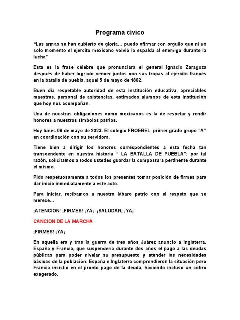 Honores a la Batalla de Puebla 2023 | PDF | Conflictos del segundo milenio | Militar