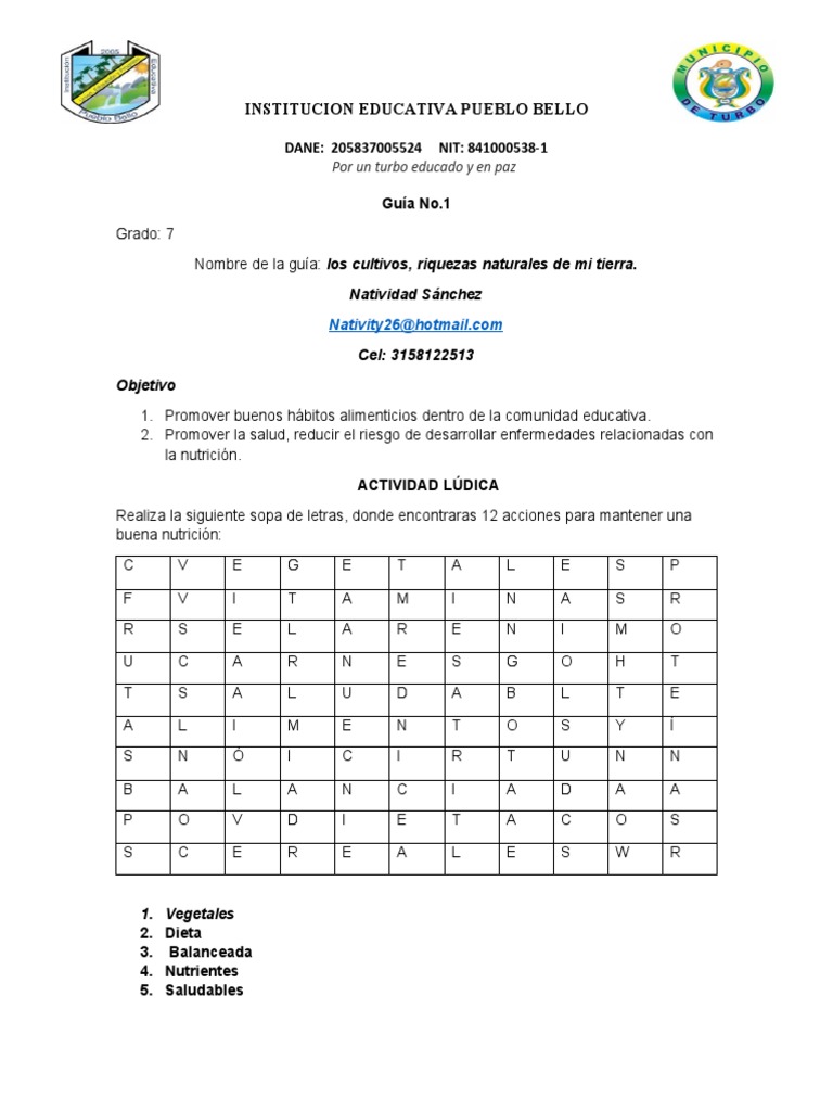 Guía Grado 7 - Ciencias | PDF | Nutrición | Dieta y nutrición