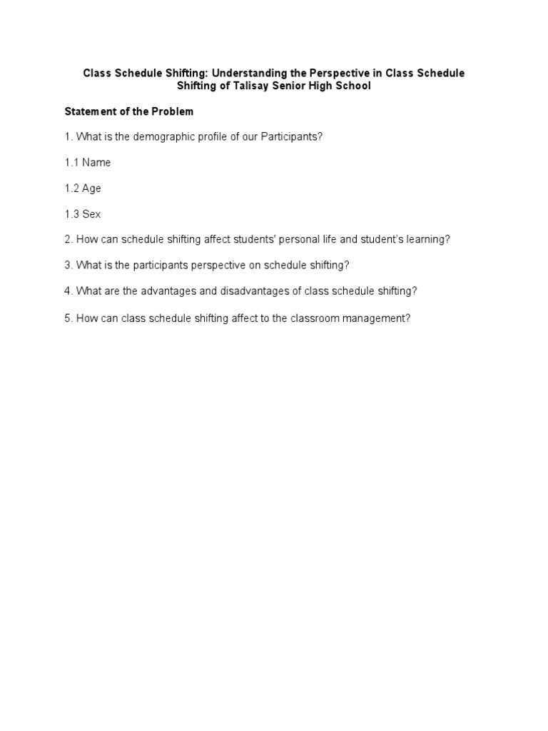 Class Schedule Shifting: Understanding The Perspective in Class ...
