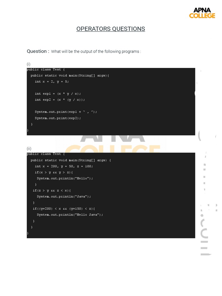 Operators Questions | PDF