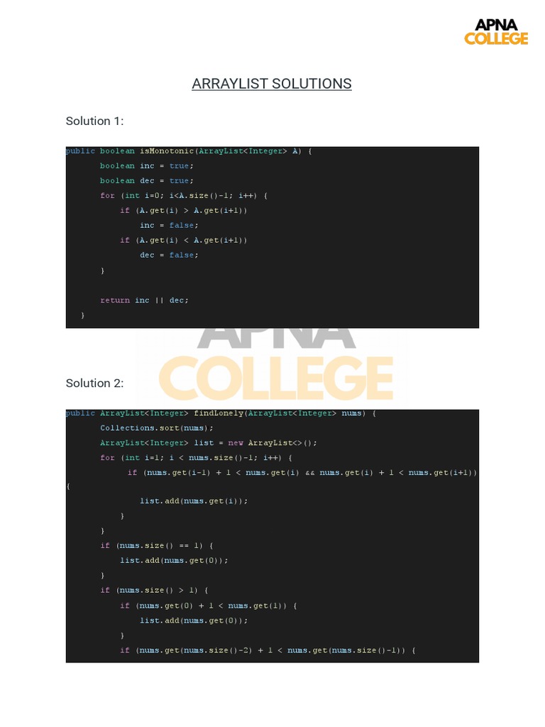 ArrayList Solutions | PDF