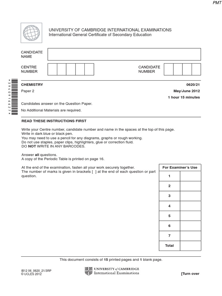 June 2012 (v1) QP - Paper 2 CIE Chemistry IGCSE | PDF | Sodium ...