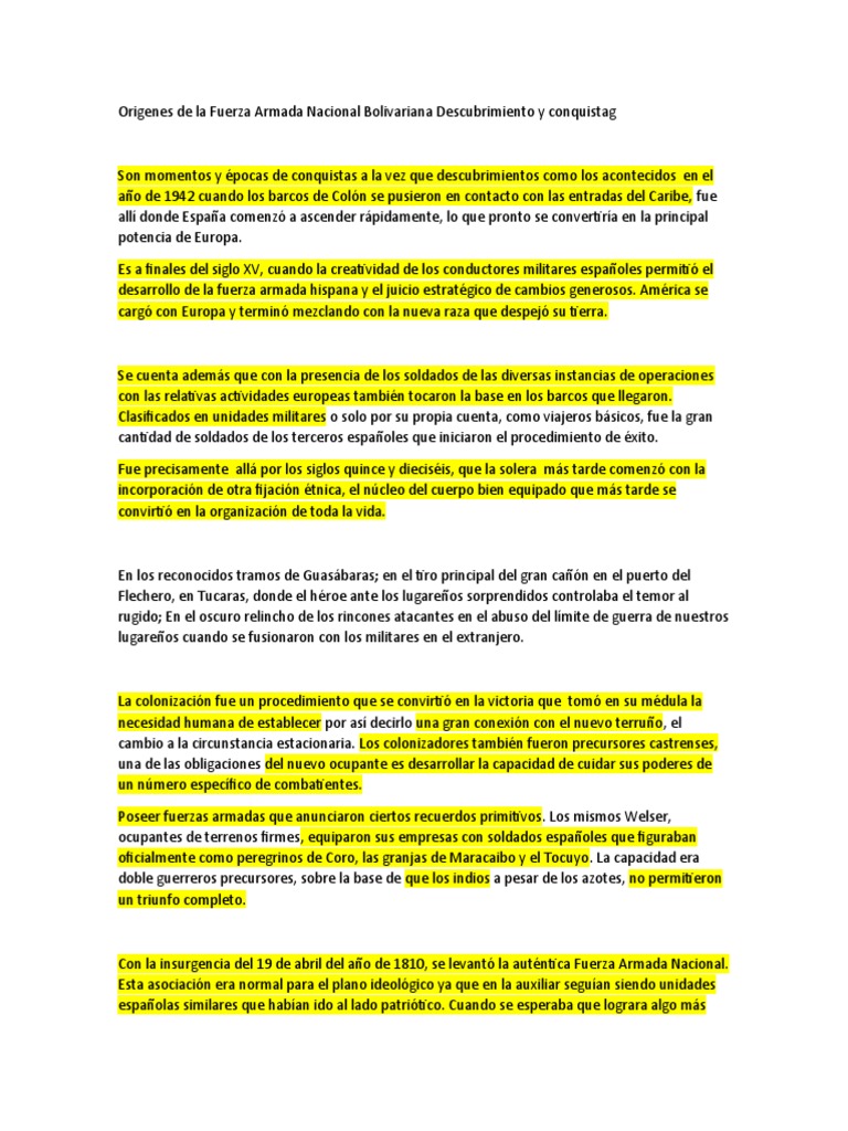 Descubrimiento y Conquista de La Fuerza Armada Nacional Bolivariana ...