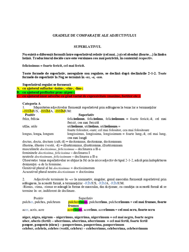 C 5 Gradele de Comparatie - Superlativul | PDF