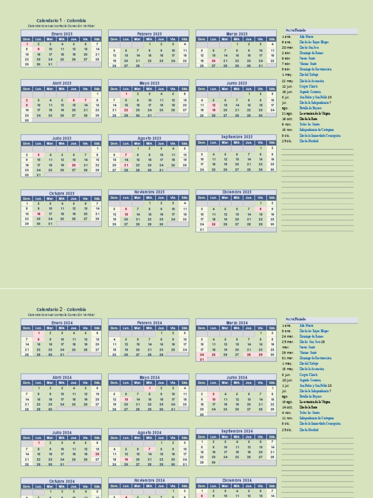 Calendario 2023-2024 Año Completo | PDF | Calendario | Observancias