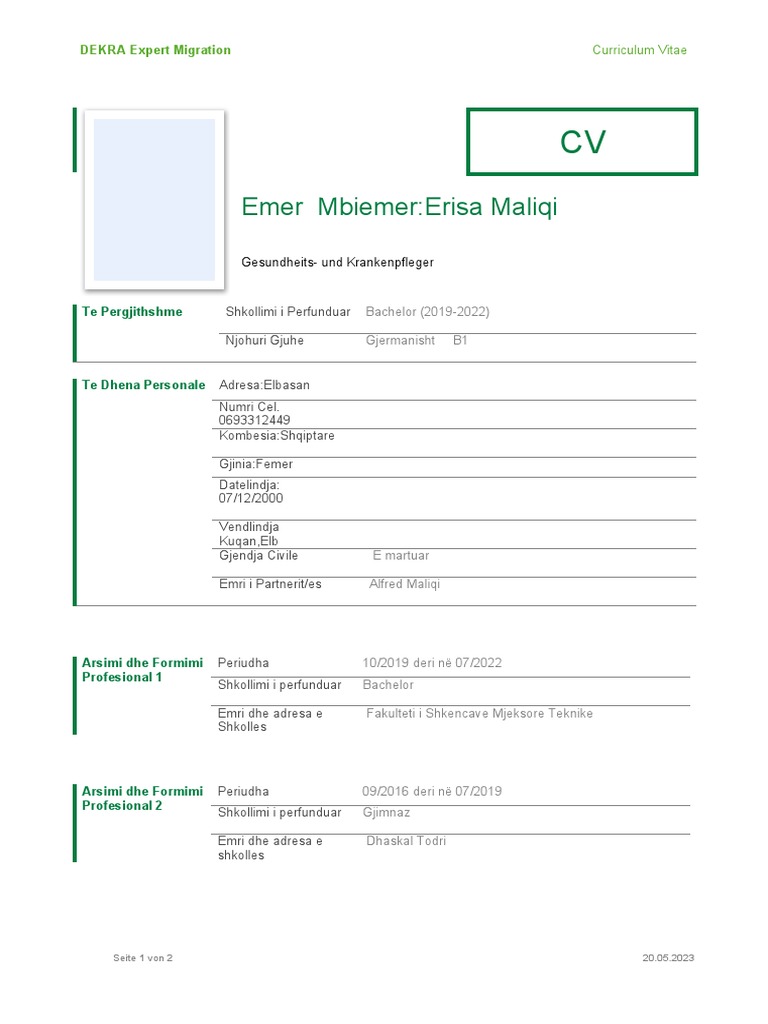 CV Shqip (New Format) - Kopie | PDF