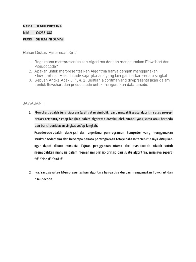 Diskusi 2 Algoritma Dan Pemrograman | PDF Diskusi 2 Algoritma Dan Pemrograman | PDF
