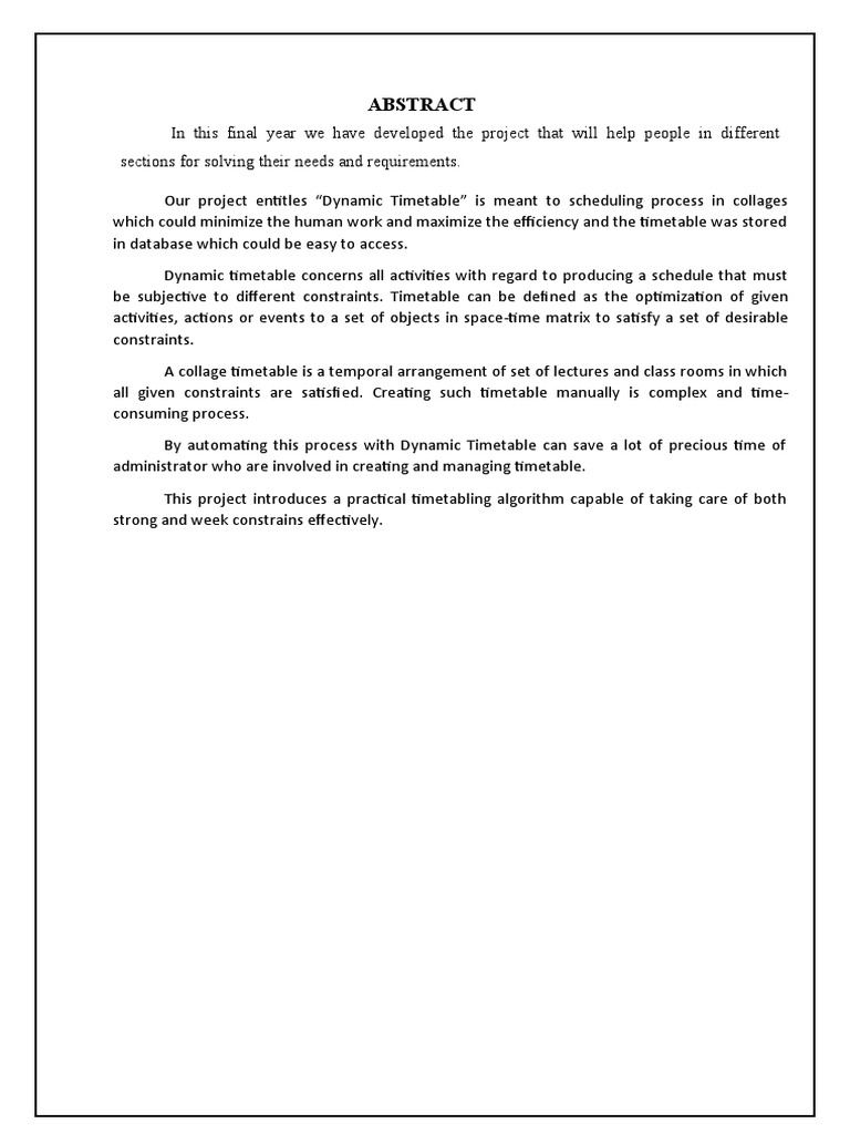 Final Report Dynamic Timetable | PDF | Software Testing | Computing