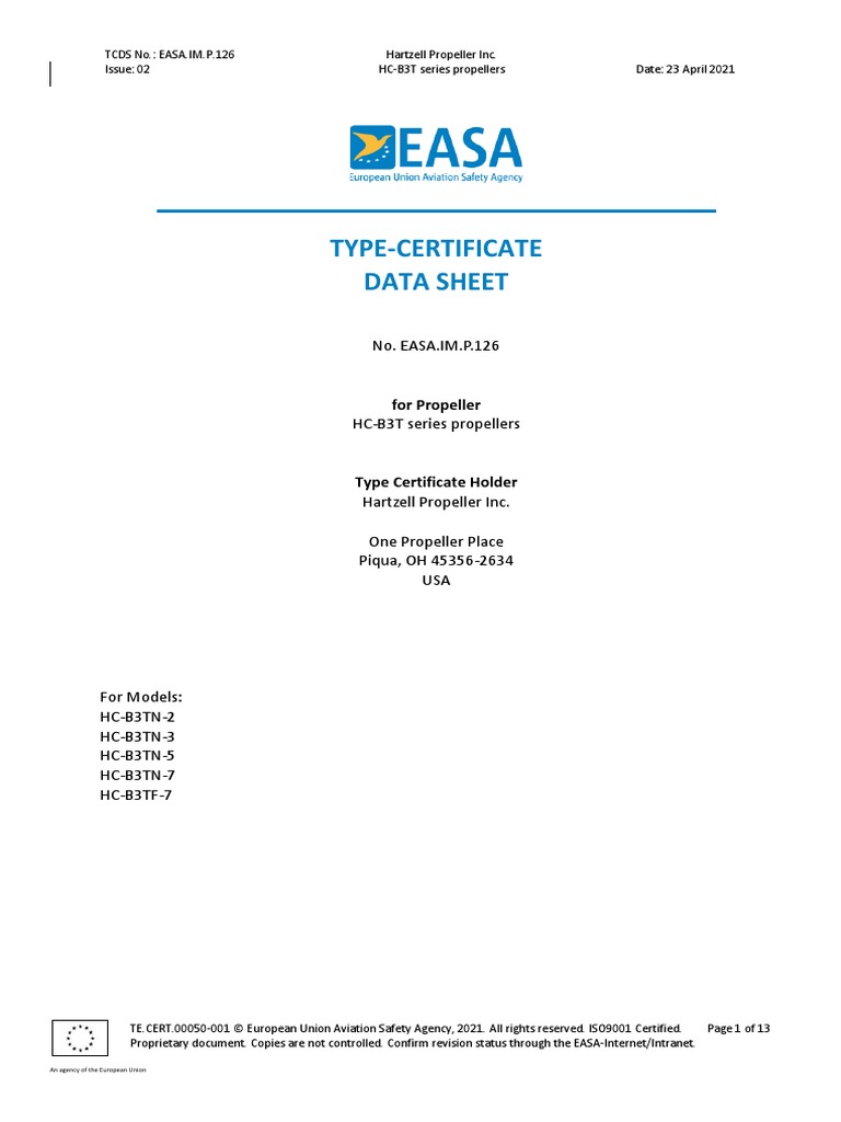 TCDS EASA.IM_.P.126 iss 02_23.04.21 | PDF | Aviation | Transport