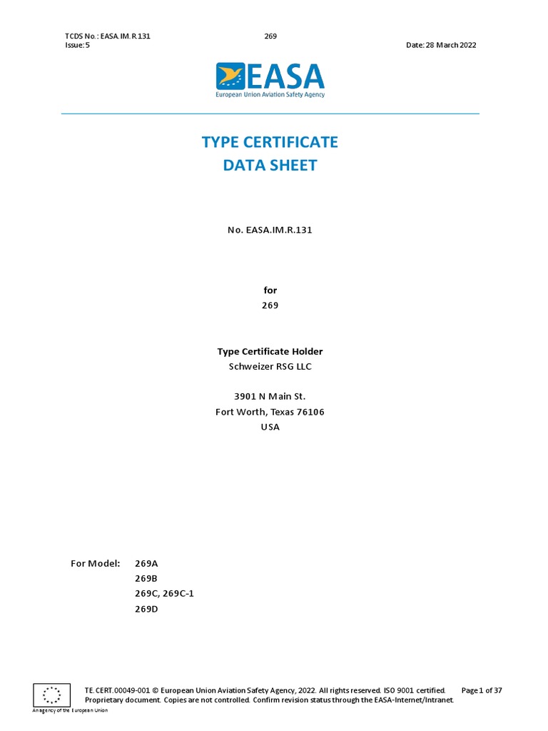 TCDS EASA IM R131 269 Issue 05 | PDF | Aerospace Engineering | Aviation