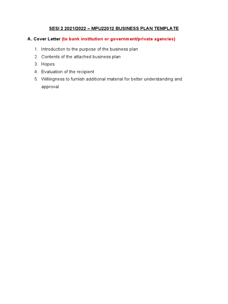 (Format) Business Plan Template | PDF | Partnership | Expense