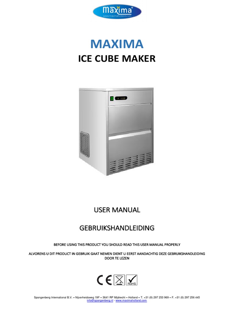 Maxima Ice Cube Maker User Manual | PDF