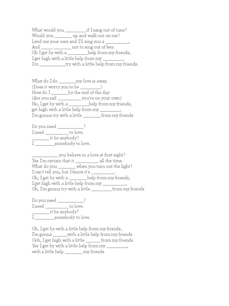 With A Little Help From My Friends Lyrics | PDF