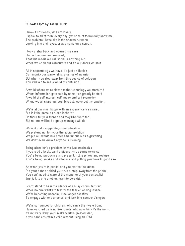 Look Up Poem | PDF
