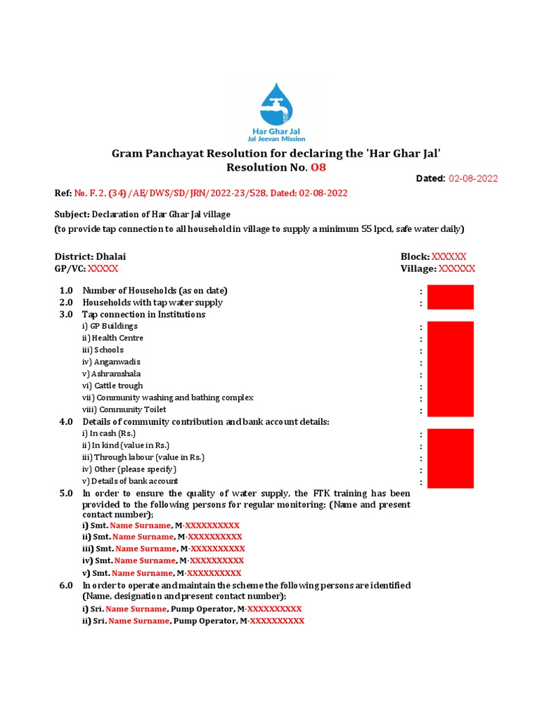 GP Resolution FROM | PDF | Water Supply | Water