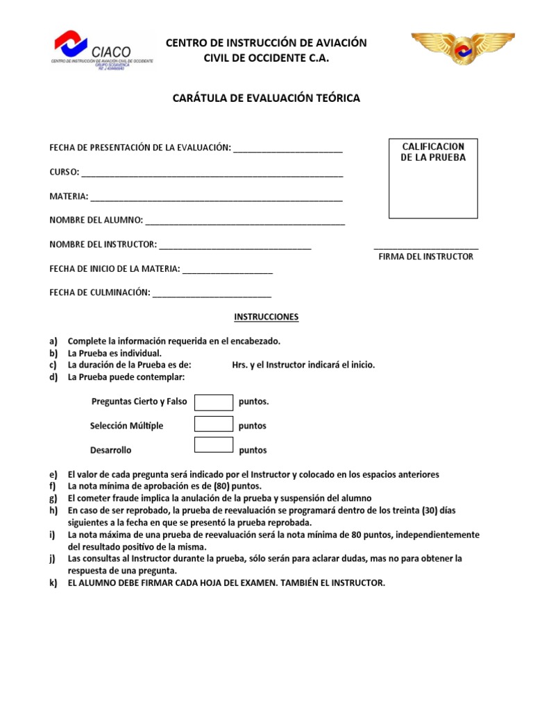 4 Caratula de Examen Final | PDF