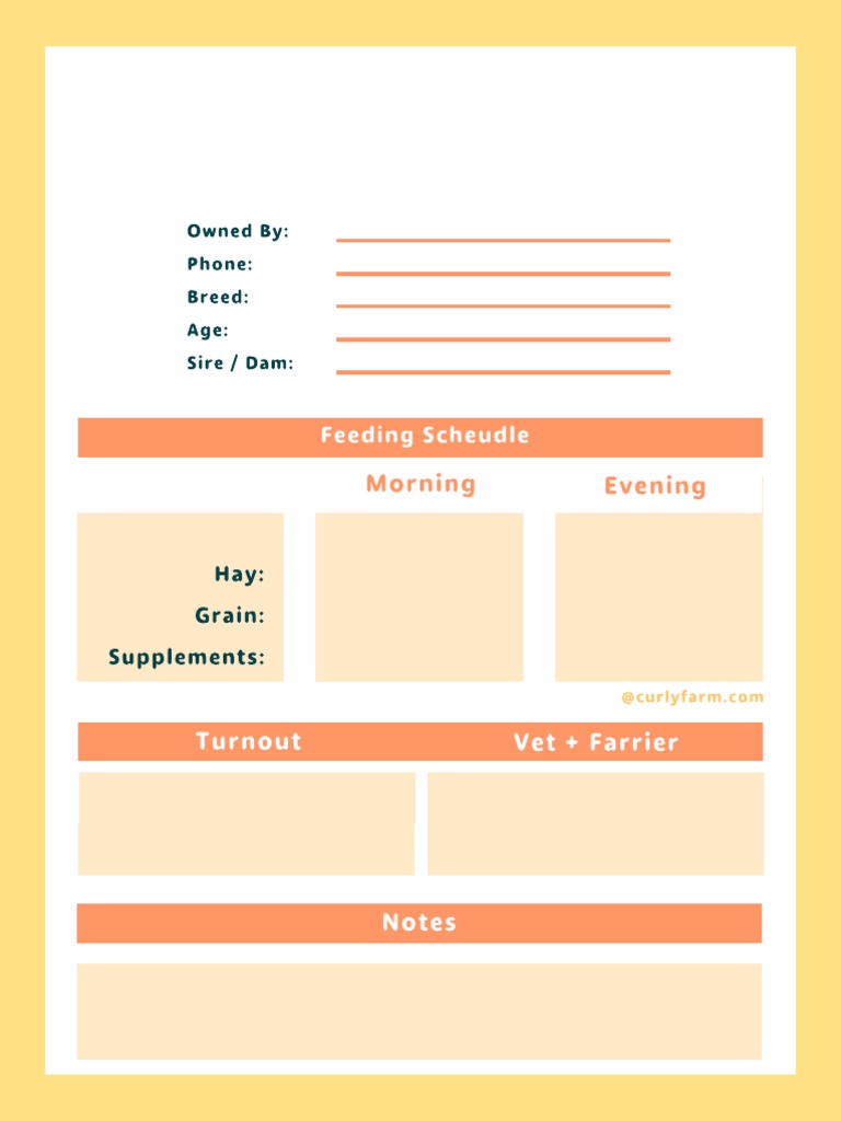 CF Printable Horse Stall Card Template | PDF