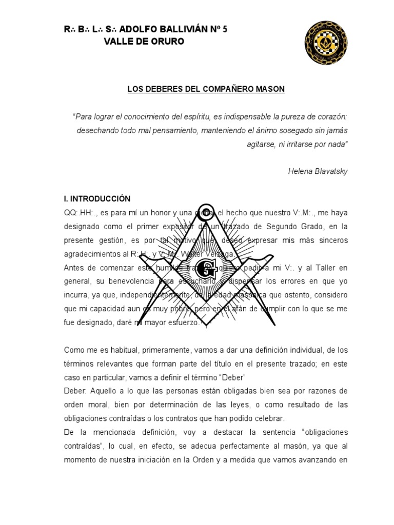 Los Deberes Del Compañero Mason | PDF | Virtud | Amor