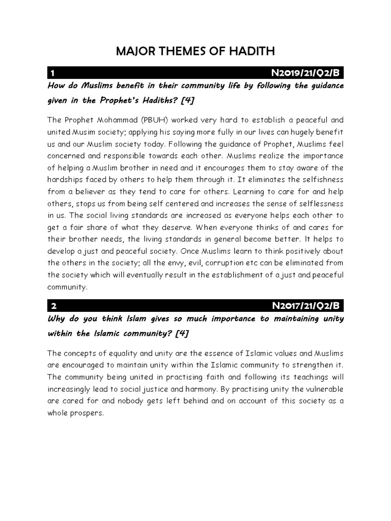 Major Themes of Hadith Part B | PDF | Muhammad | Hadith
