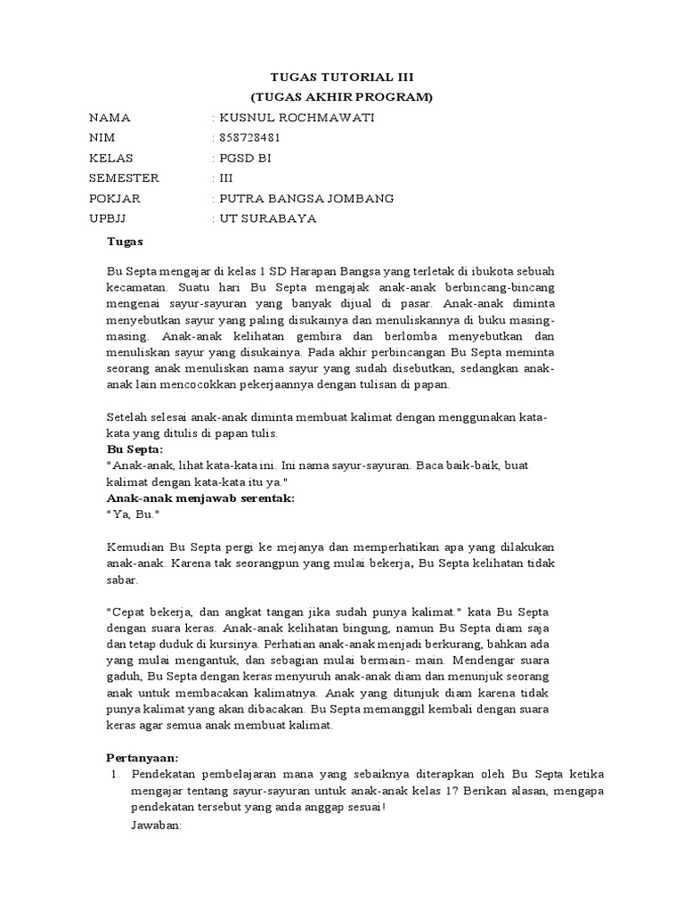 Kusnul Rochmawati - PGSD - Bi - 3a | PDF | Seni & Disiplin Bahasa