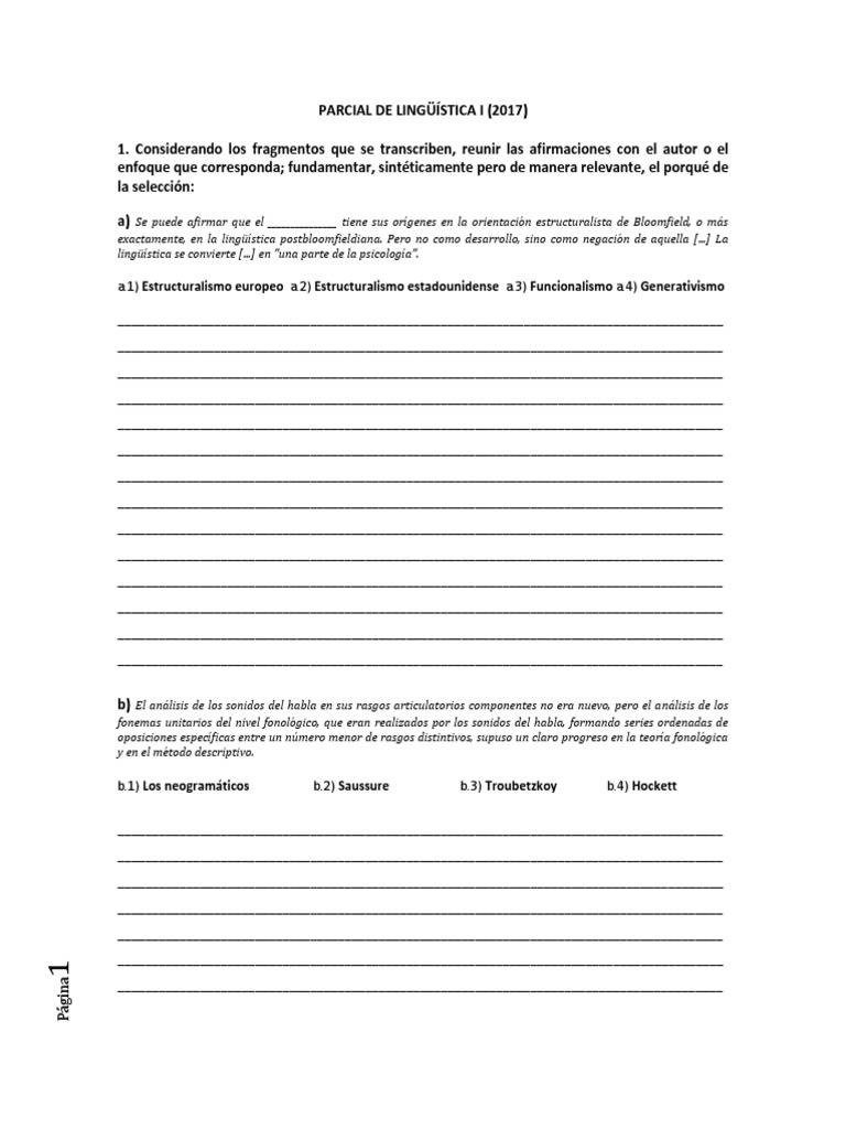Modelo de Parcial | PDF | Lingüística | Fonología