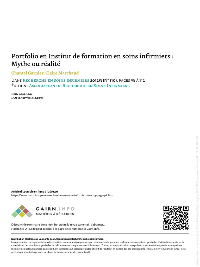 Portfolio Infirmier : Mythe ou Réalité ? | PDF | Apprentissage | Pédagogie