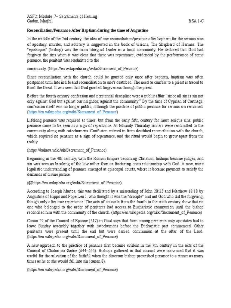 ASF2 - Module 7 - Sacrament of Healing | PDF | Penance | Eucharist