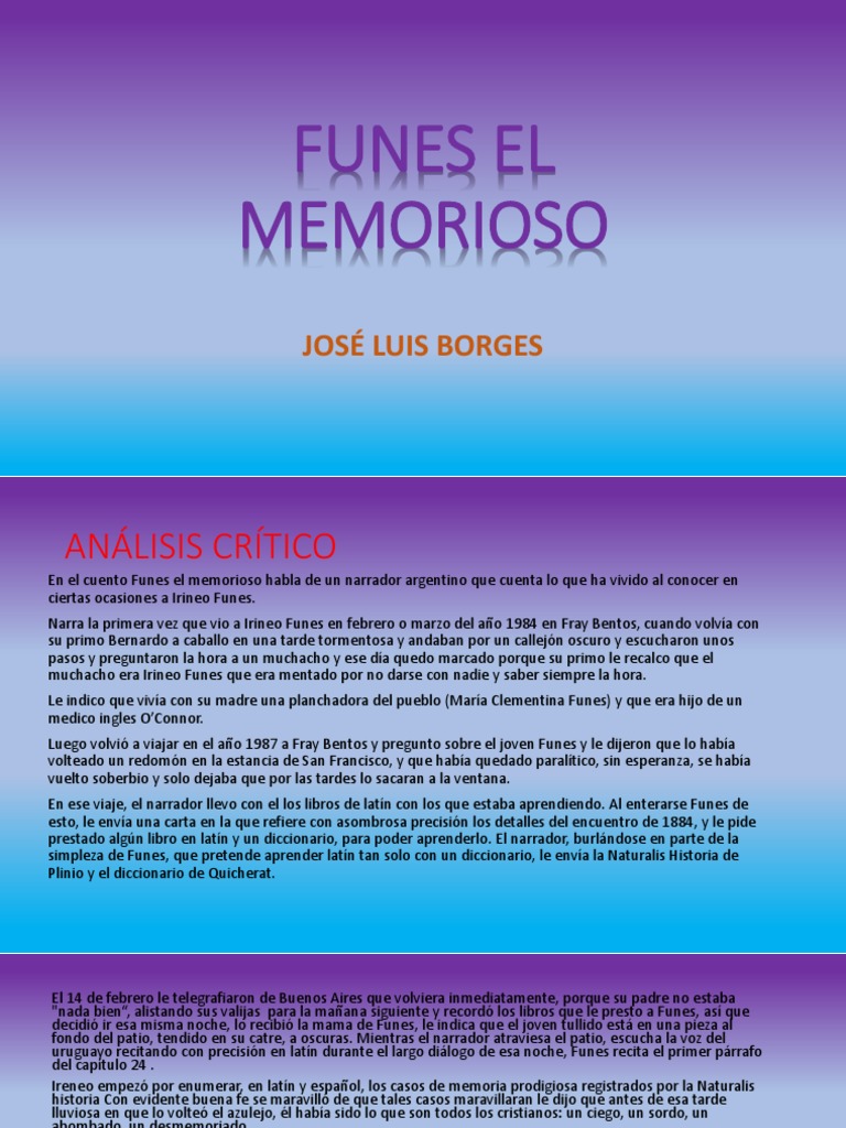 Funes El Memorioso... Analisis | PDF
