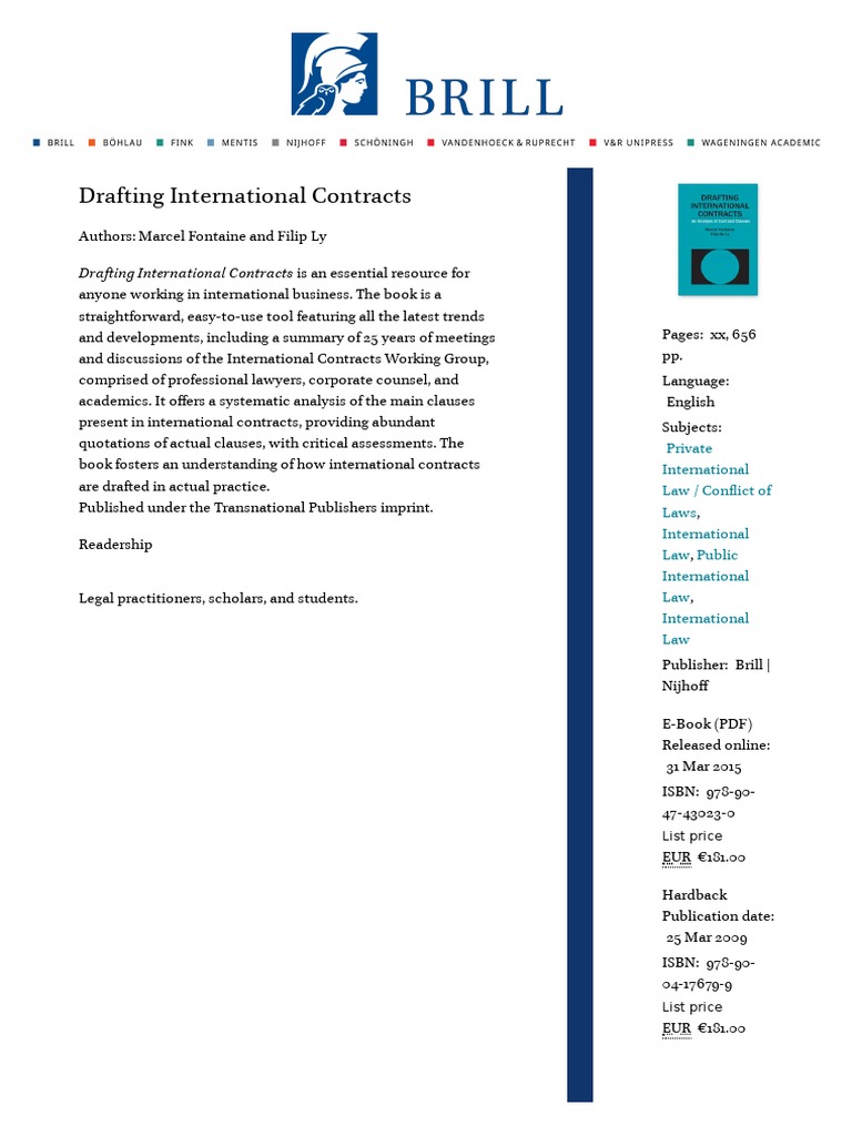 Drafting International Contracts Is An Essential Resource For | PDF ...