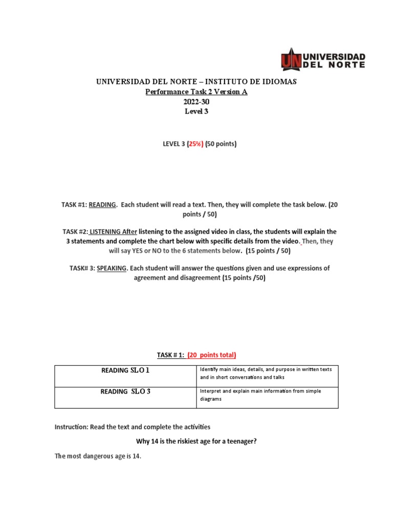 Performance Task 2 | PDF | Adolescence | Learning