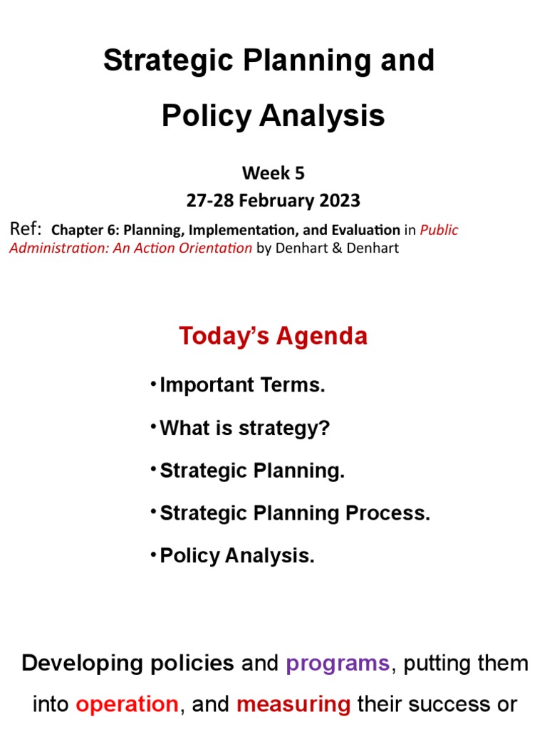 WK 5 Strategic Planning and Policy Analysis | PDF | Strategic Planning ...