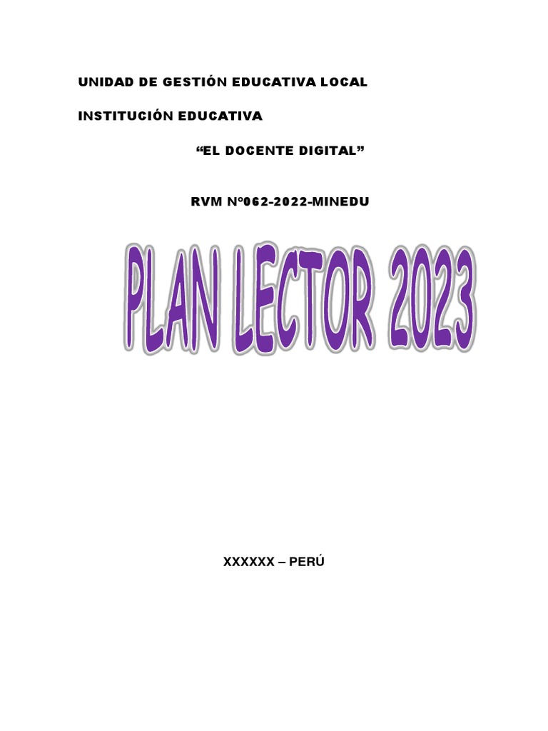 Estructura Del Plan Lector 2023 | PDF | Plan de estudios